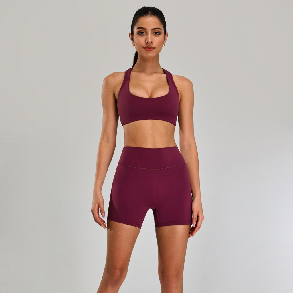 Burgundy Leggings/Bikers/Sports Bra (Bundle) – Dime Fitness